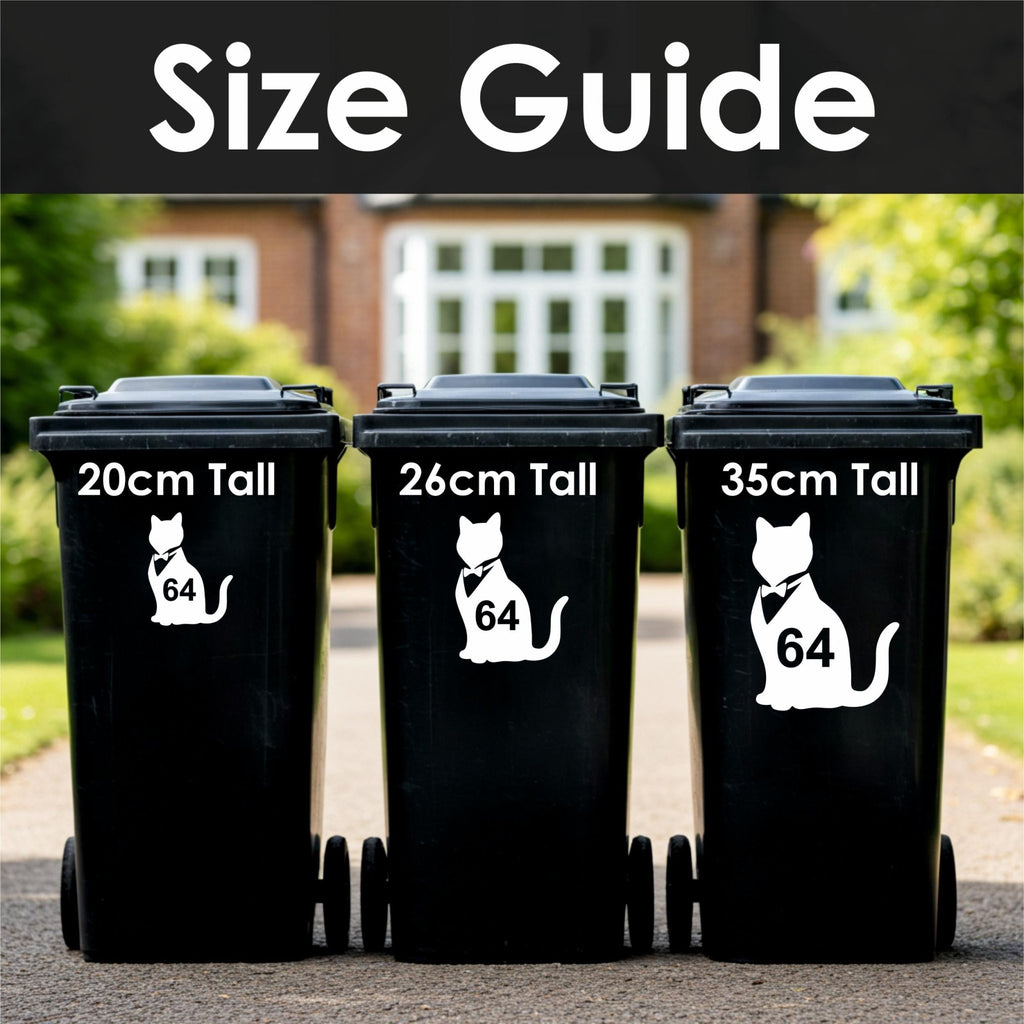 Custom Cat Wheelie Bin Stickers | Cat Silhouette House Number Decals ...
